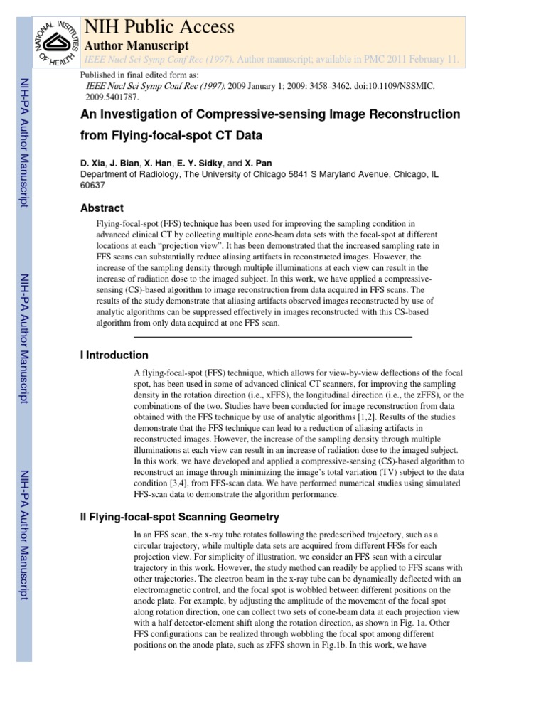 NIHMS Compressive Sensing Image Reconstruction CT 181658 | PDF | Ct ...
