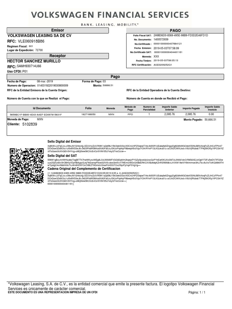 Factura Volkswagen Leasing 2 | PDF | Business