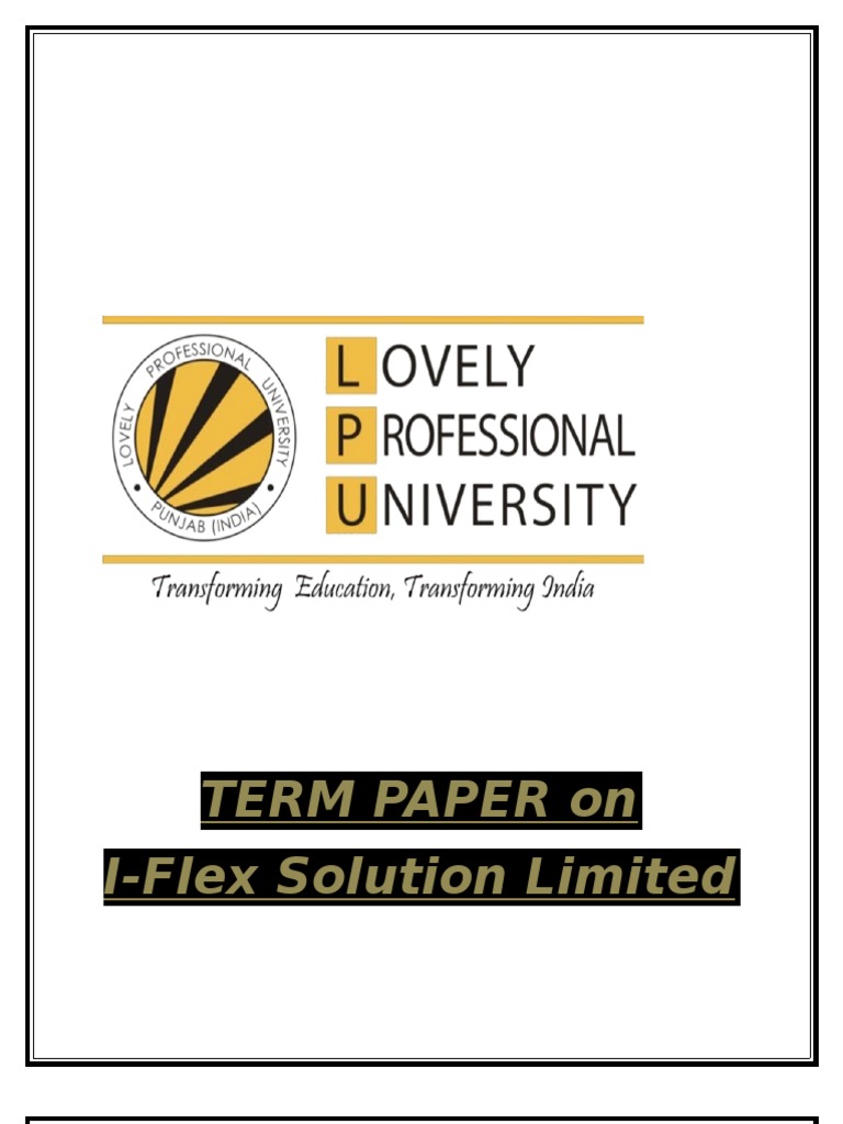 Term Paper On I-Flex Solution Limited | PDF | Income Statement | Equity (Finance)