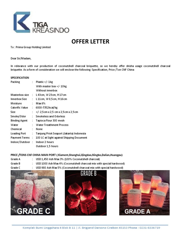 Coconutshell Charcoal Briquette Offer | PDF | Technology & Engineering