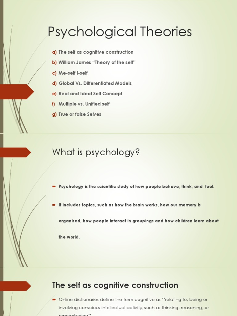 Psychological Theories | PDF | Self | Cognition