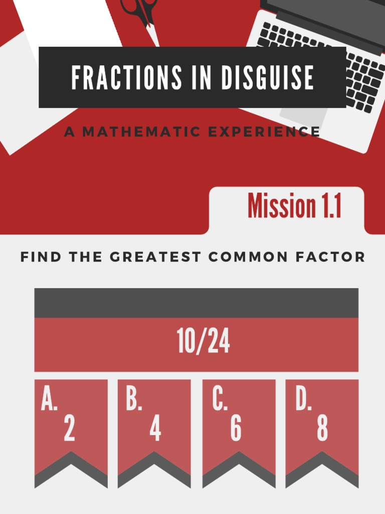 Fractions in Disguise: 10/24 A. B. C. D | PDF | Fraction (Mathematics ...