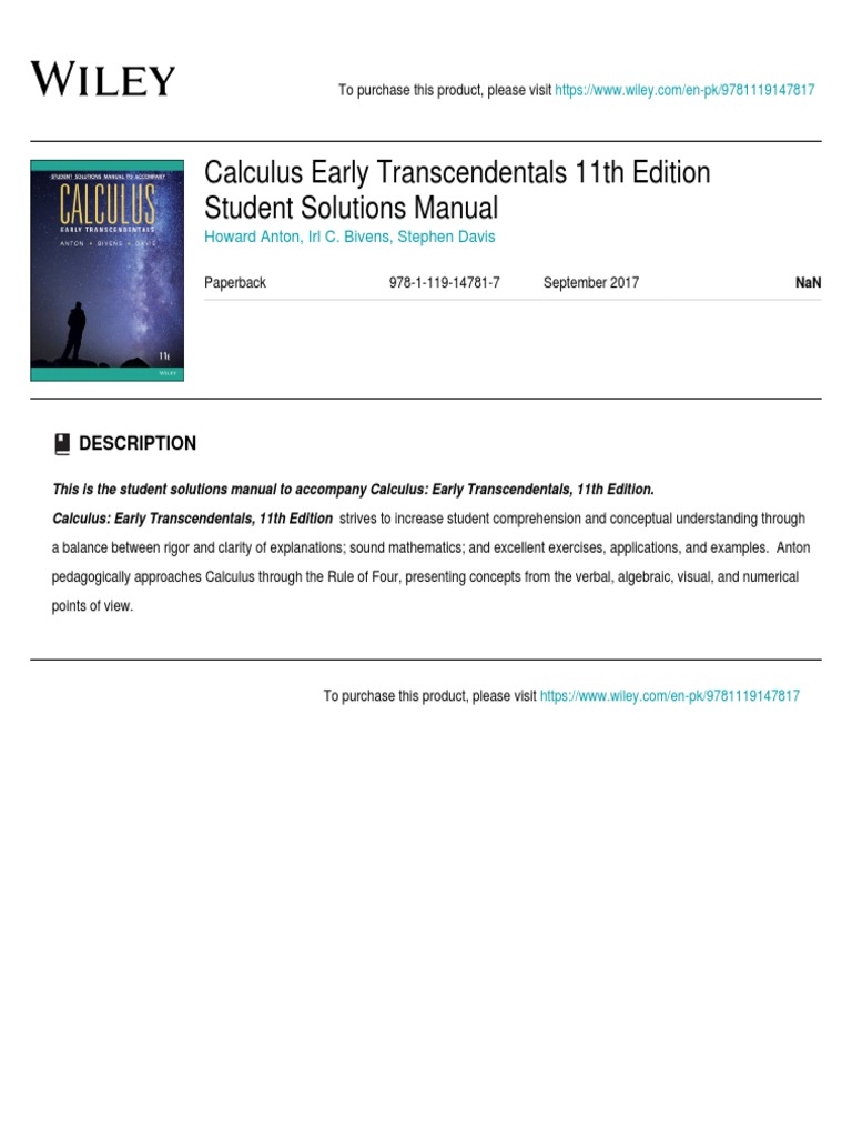 Calculus Early Transcendentals 11th Edition Student Solutions Manual | PDF