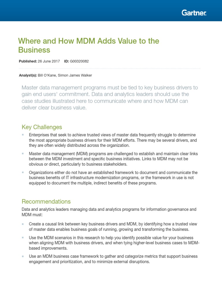 Where and How MDM Adds Value To The Business | Download Free PDF ...