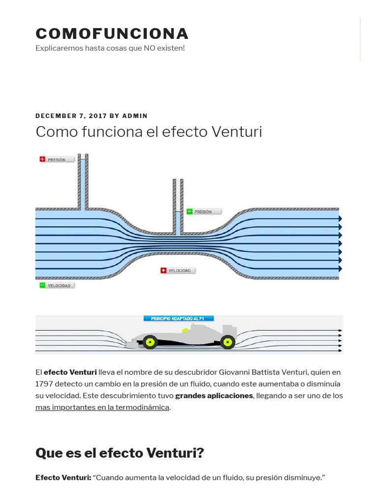 Efecto Venturi: Funcionamiento y Aplicaciones | PDF | Carburador | Bomba