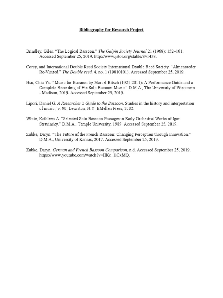 Bibliography For Research Project | PDF