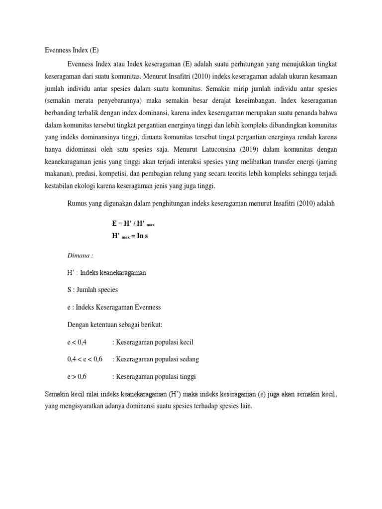 Evenness Index | PDF