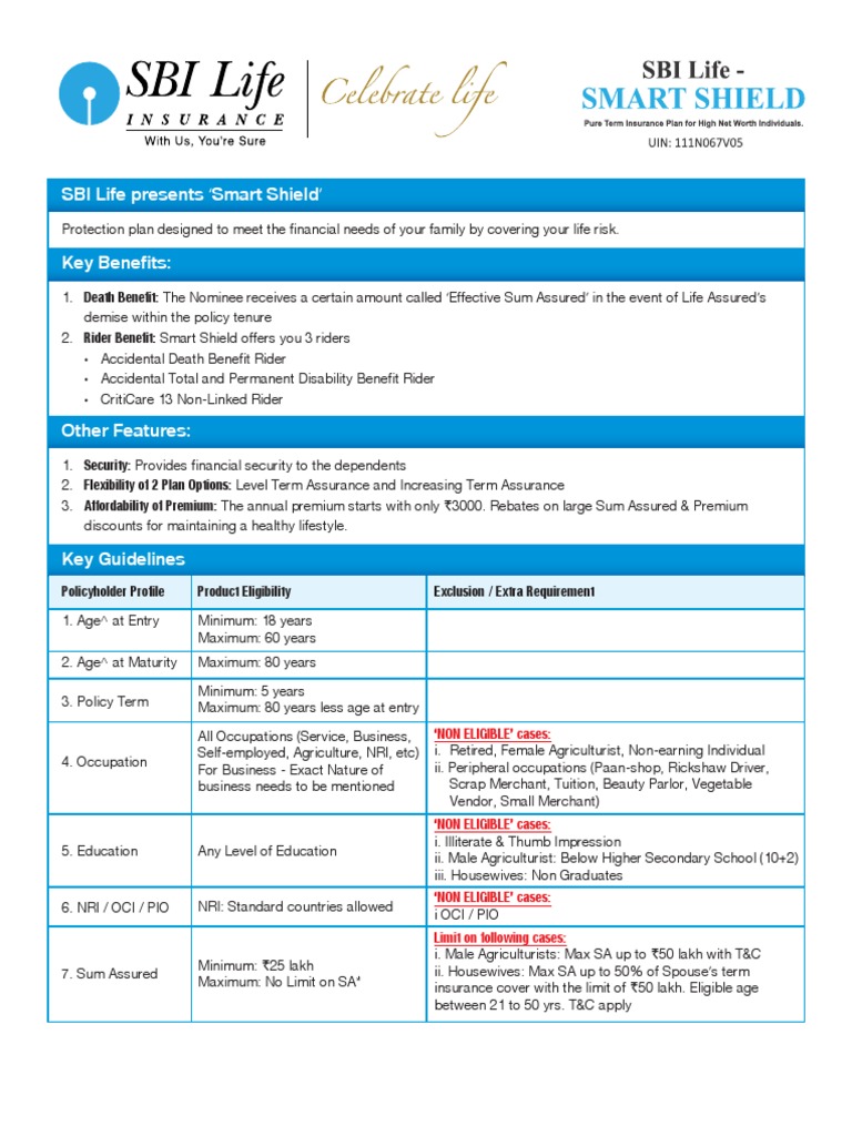 SBI Life Smart Shield | PDF