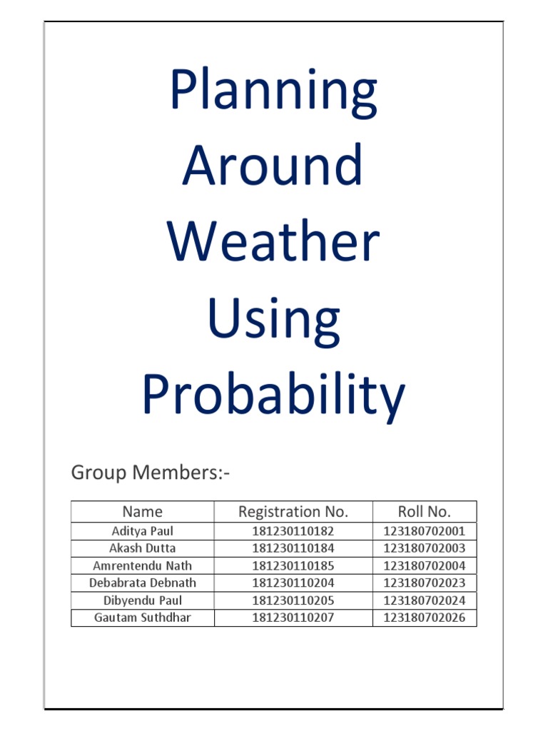 Planning Weather Using Probability Forecasts | PDF | Numerical Weather ...