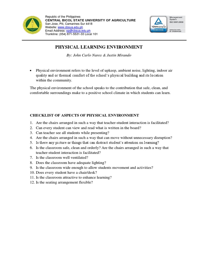 Physical Learning Environment