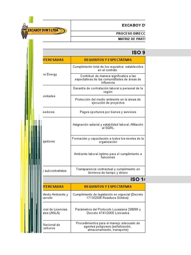 Matriz-partes-interesadas-ISO | PDF | Bienestar | Medicina