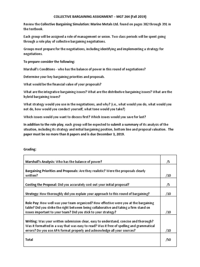 Collective Bargaining Assignment PDF | PDF | Bargaining | Negotiation