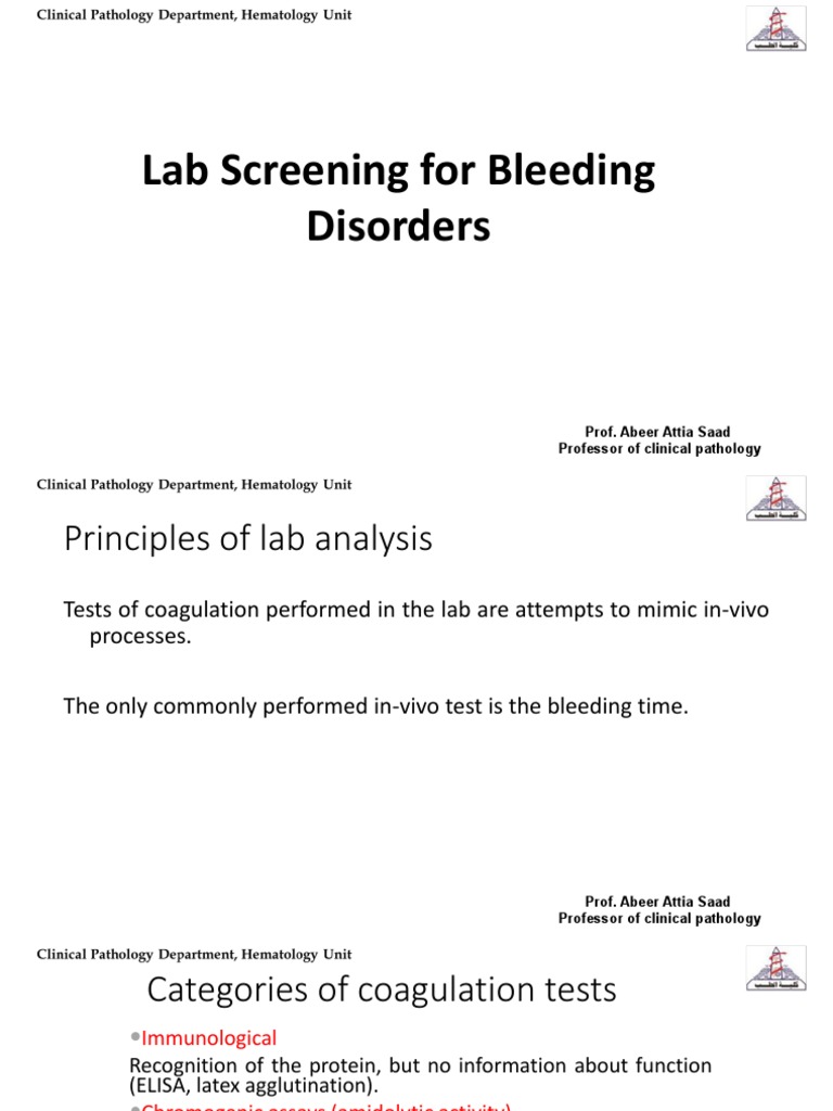 Lab Tests for Bleeding Disorders | PDF | Coagulation | Bleeding