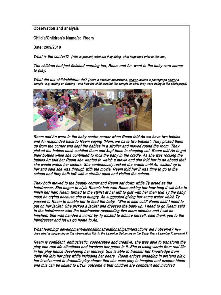 Reem - Observations Proforma B | PDF | Action (Philosophy) | Learning