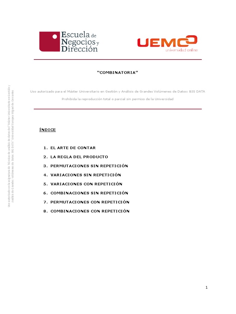 Tema 1. Combinatoria | PDF | Combinatoria | Permutación