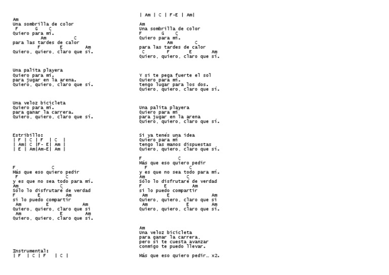 Quiero para Mi - Letra | PDF