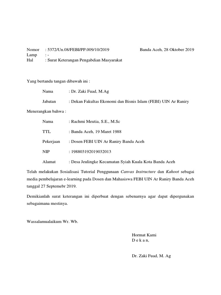 Surat Keterangan Pengabdian Masyarakat | PDF