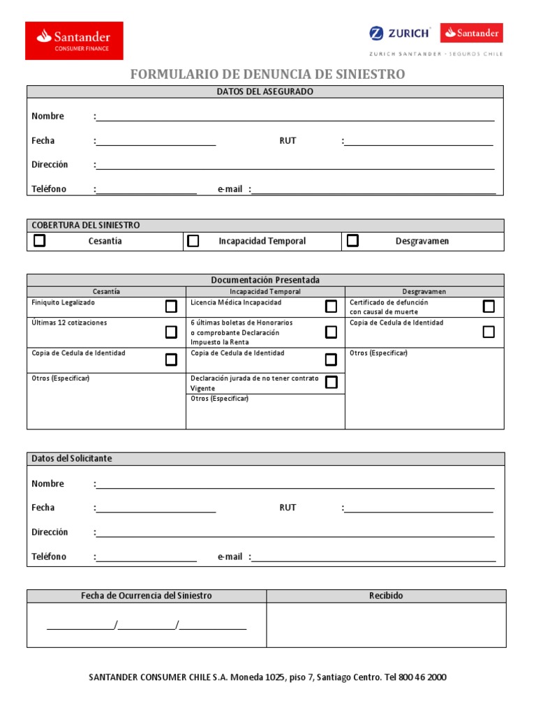 Formulario de Denuncia de Siniestro | PDF | Gobierno y personalidad | Business