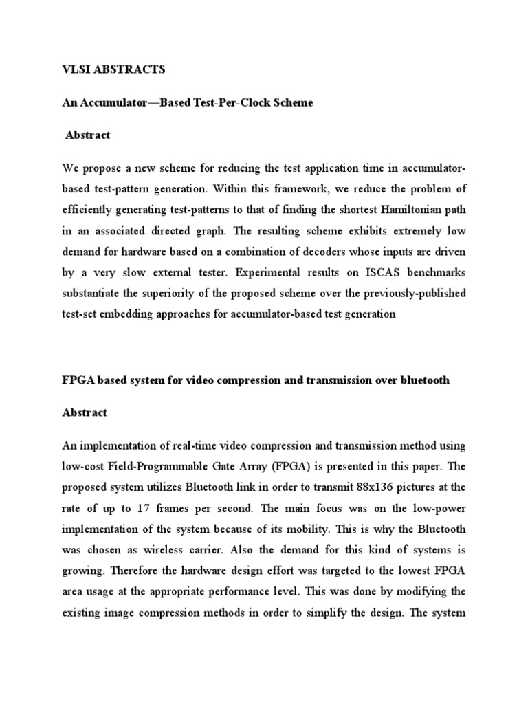 Vlsi Abstracts An Accumulator-Based Test-Per-Clock Scheme | PDF ...