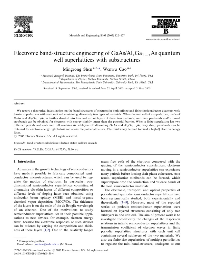 GaAs Band Ref | PDF | Electronic Band Structure | Quantum Tunnelling