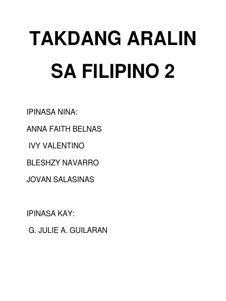 Takdang Aralin Sa Filipino 2 | PDF