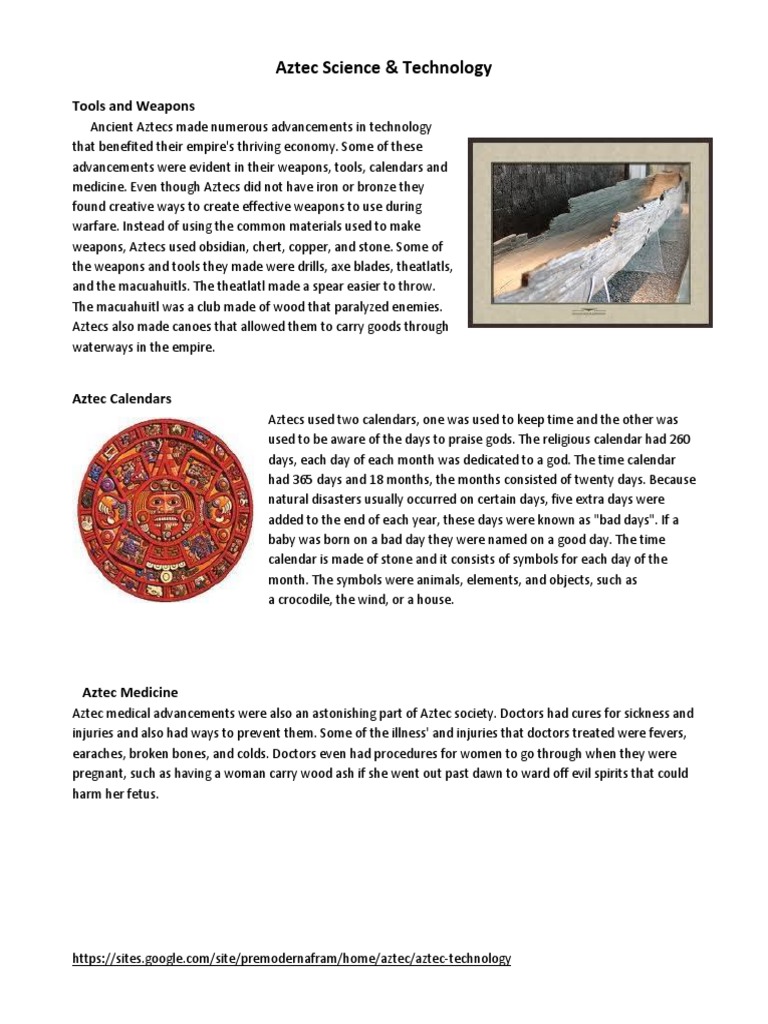 Aztec Science & Technology: Tools and Weapons | PDF