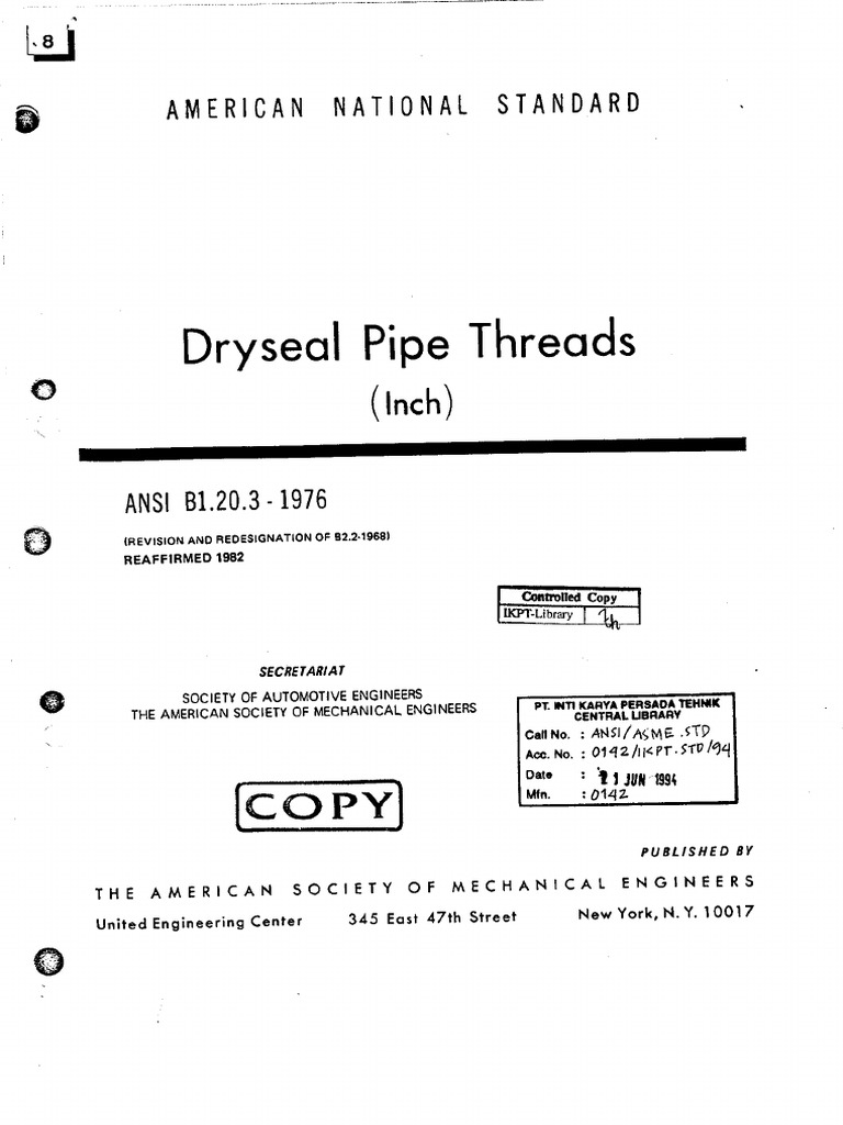 Ansi-B1 20 3-1976 | PDF