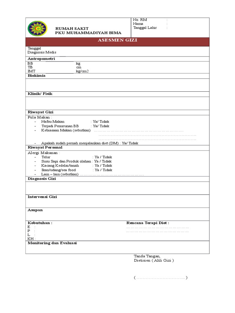 Form Asesmen Gizi | PDF