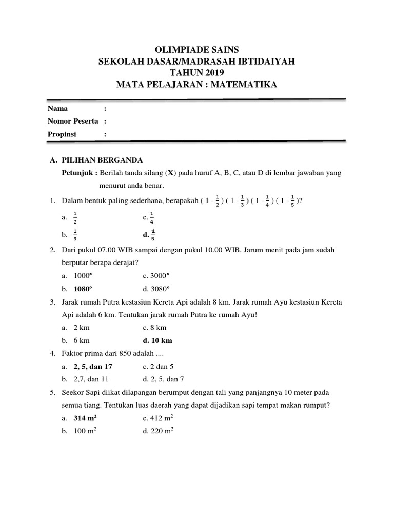 Soal Olimpiade Matematika | PDF