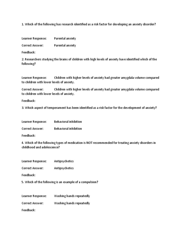 Assessment and Treatment of Anxiety in Children and Adolescents | PDF ...