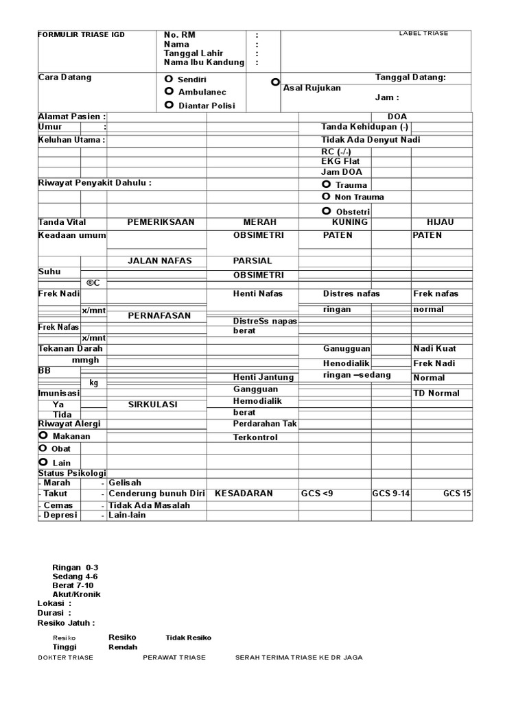Form Triase IGD | PDF