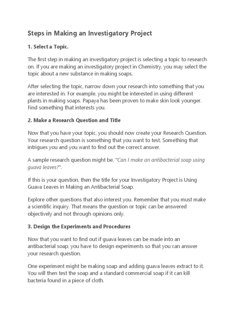 How to Create an Investigatory Project | PDF | Experiment | Question
