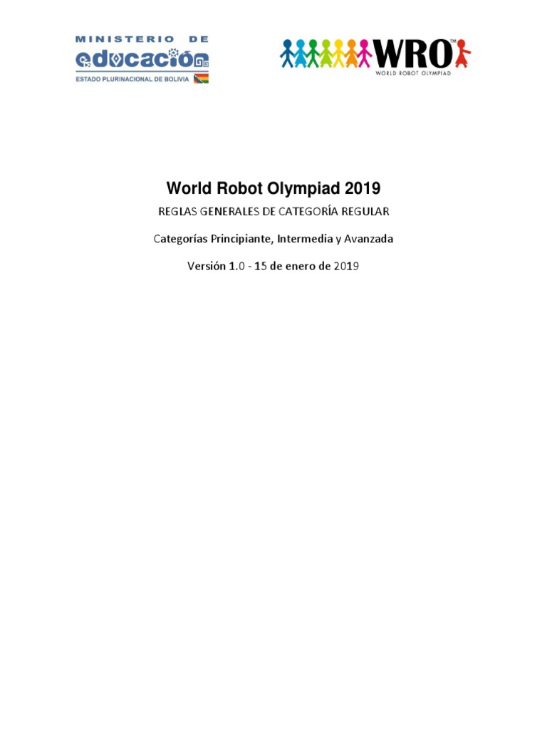 Wro 2019 Reglas Generales | PDF | Robot | Robótica