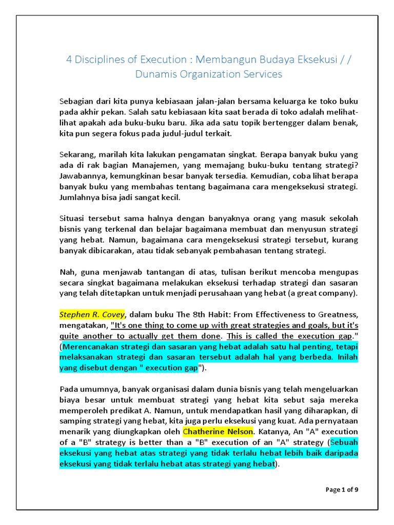 4 Disciplines of Execution - Alex Deni | PDF