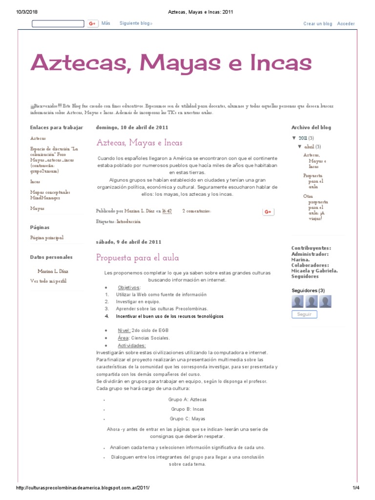 Actividades sobre Mayas, Aztecas e Incas | PDF | Civilización maya | Blog