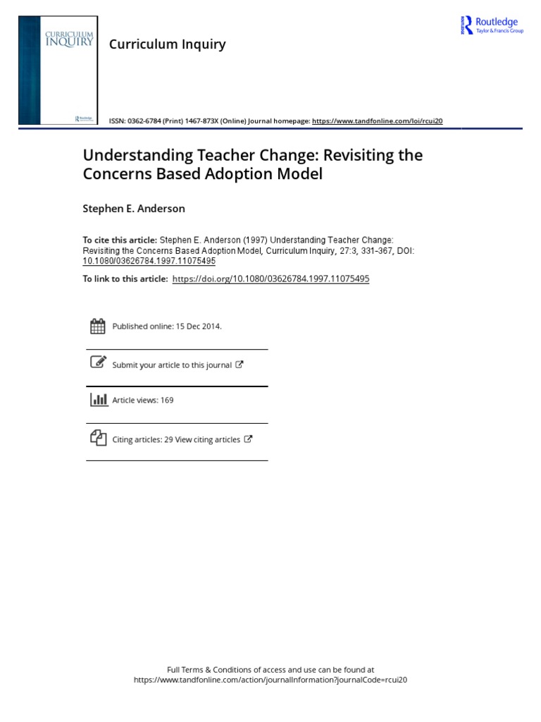 Understanding Teacher Change Revisiting The Concerns Based Adoption ...