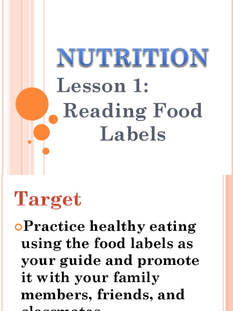 Lesson 1: Reading Food Labels | PDF
