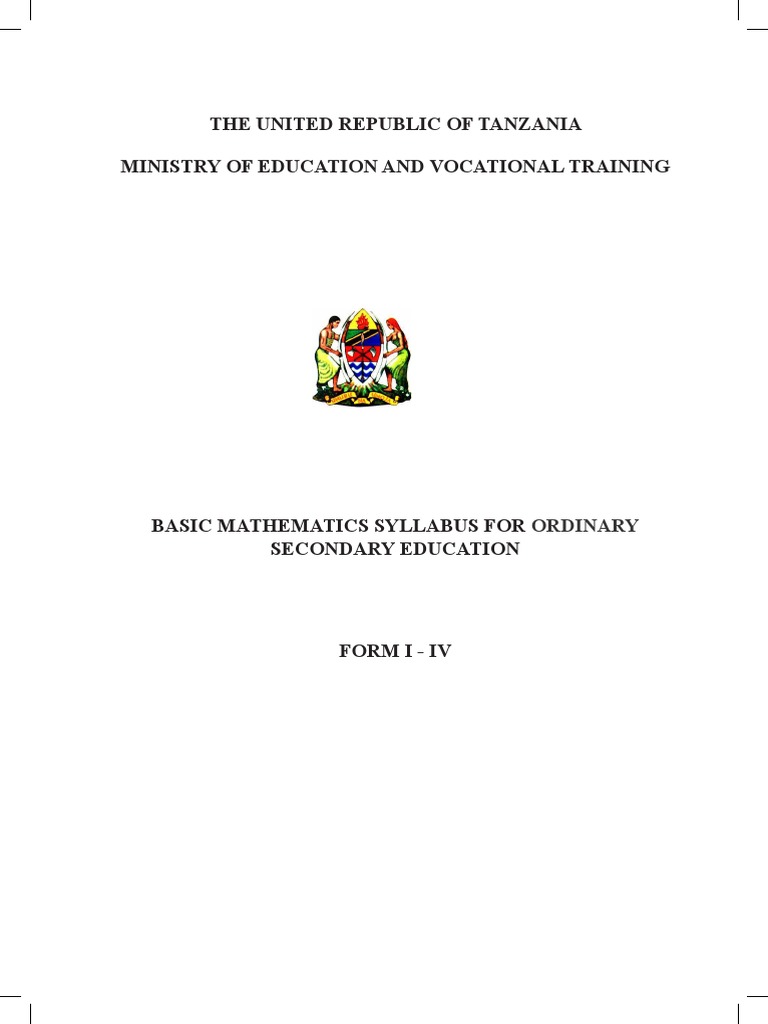 Syllabus For Basic Mathematics O Level Form I-IV-23!1!2018 | PDF ...