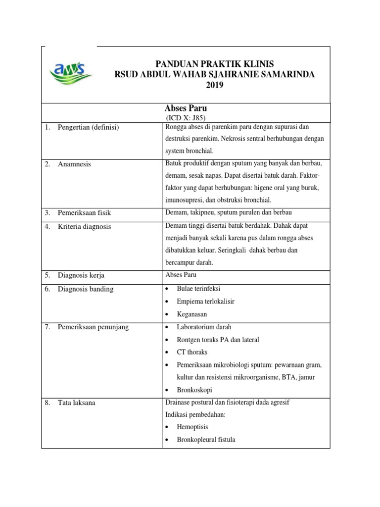 Panduan Abses Paru RSUD Samarinda | PDF