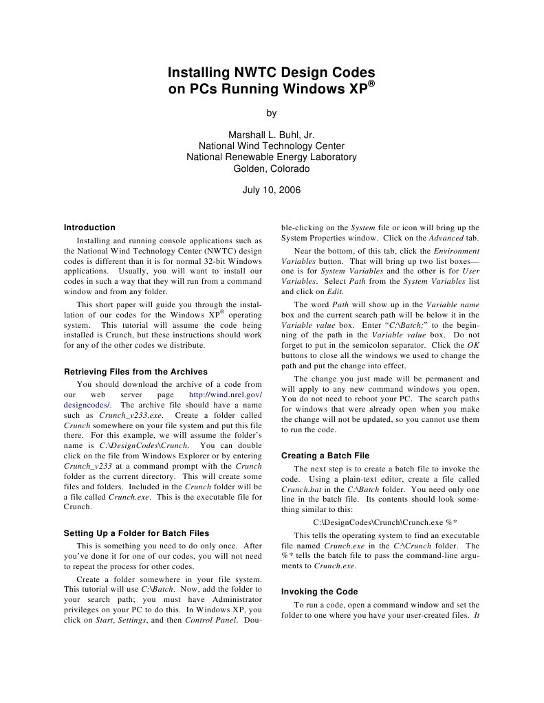 Installing NWTC Design Codes On Pcs Running Windows XP | PDF | Command ...
