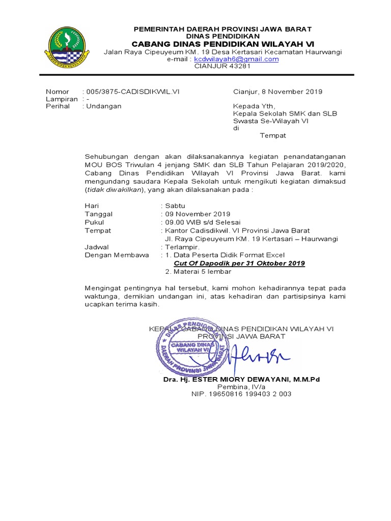 Surat Undangan MOU BOS | PDF