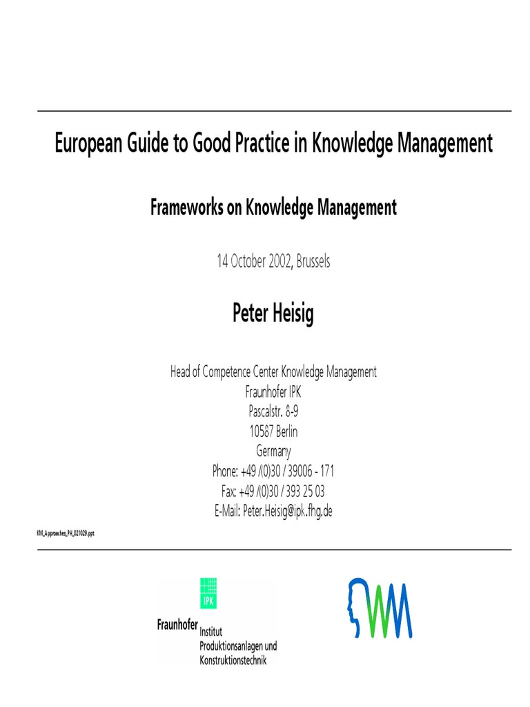 European Guide To Good Practice | PDF | Knowledge Management | Business ...