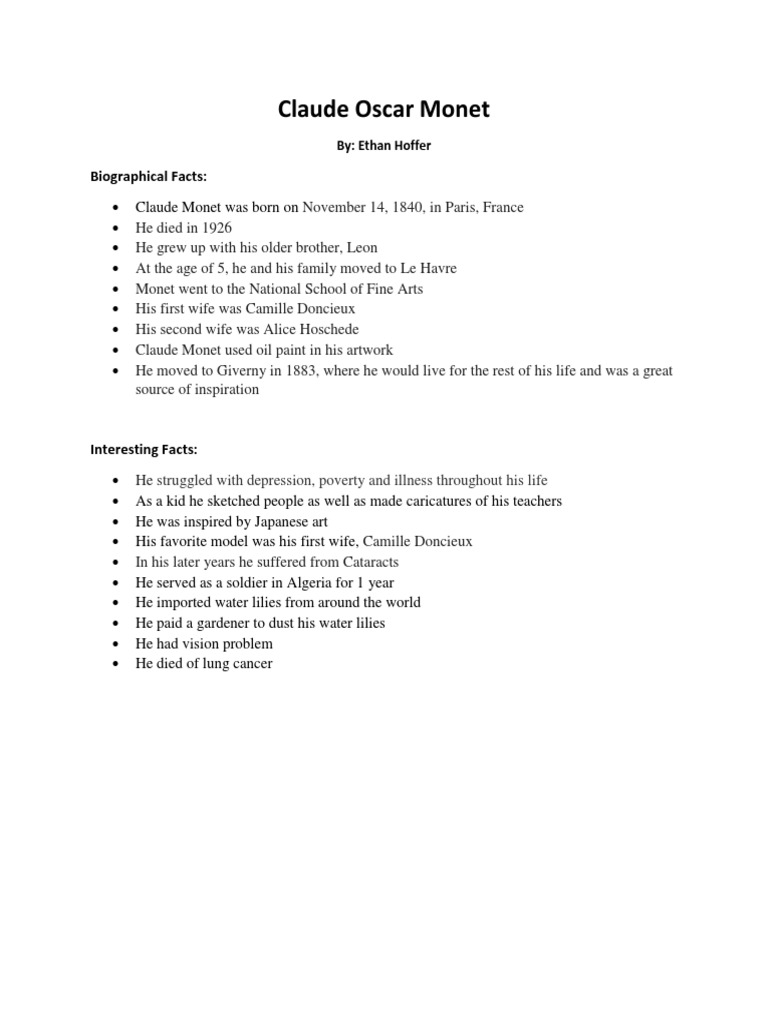 Claude Monet Facts | PDF