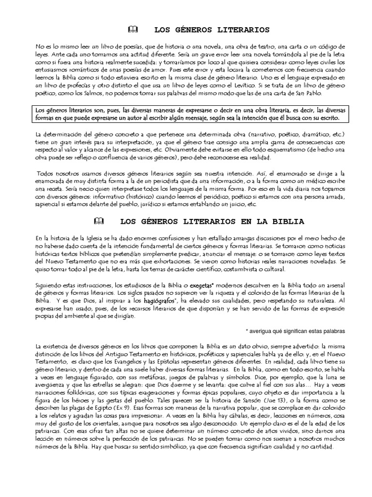 Los Géneros Literarios: Averigua Qué Significan Estas Palabras | PDF ...