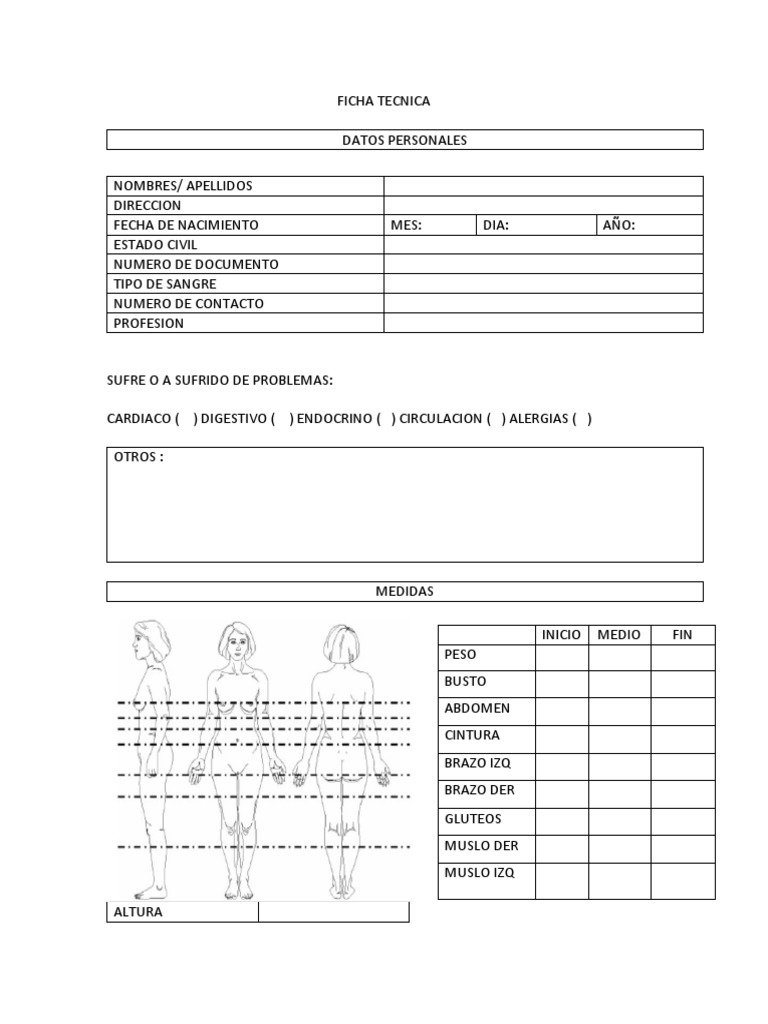 Ficha Tecnica Corporal | PDF