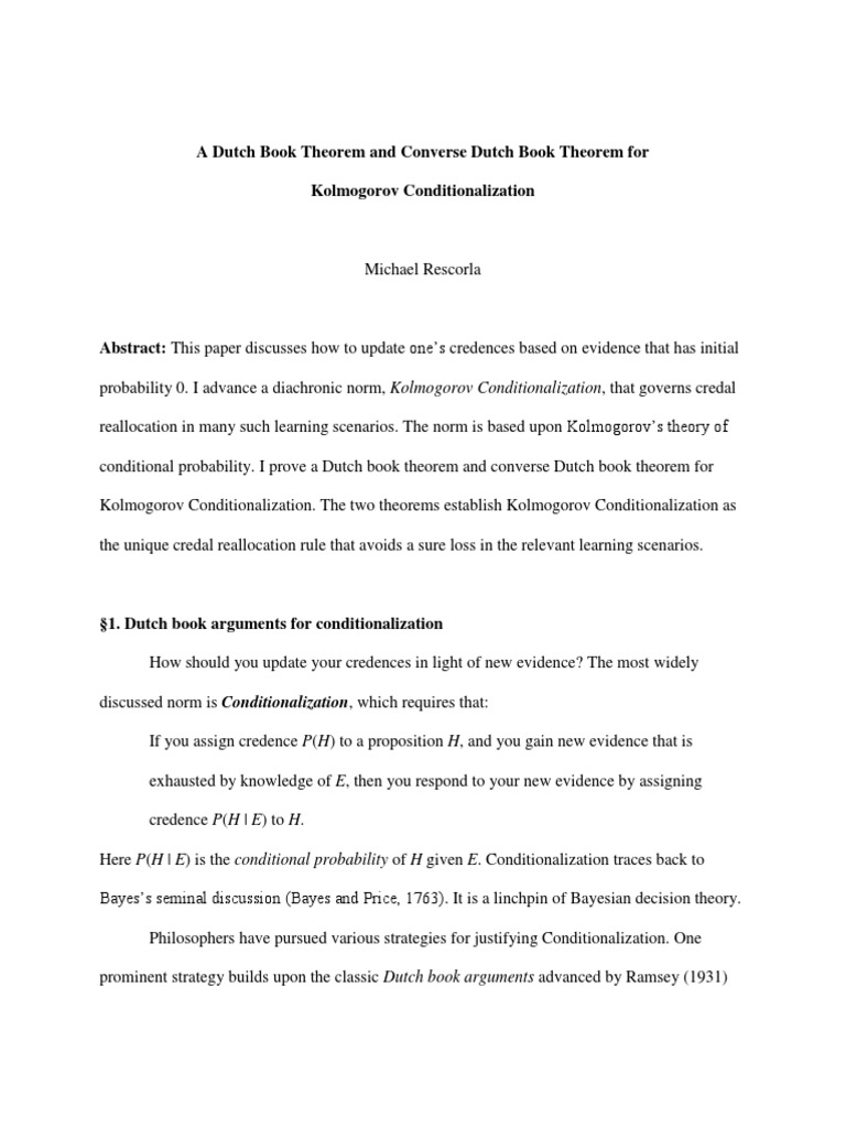 Dutch Book Theorem | PDF | Probability Theory | Expected Value