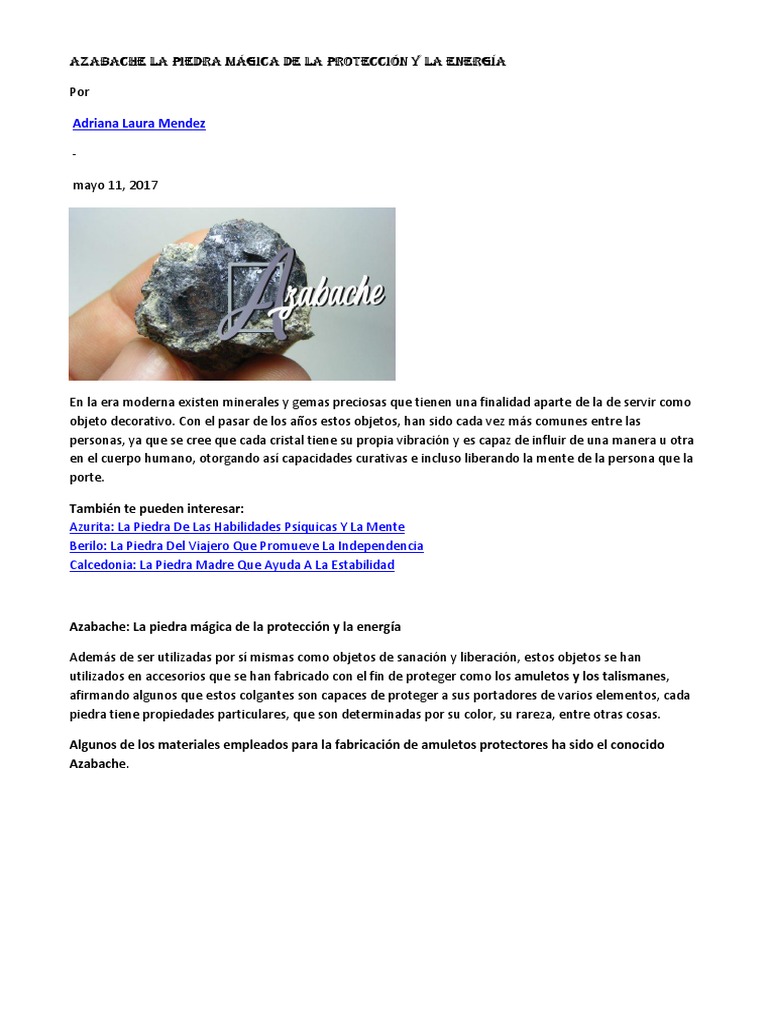 Azabache La Piedra Mágica de La Protección Y La Energía | PDF | Naturaleza
