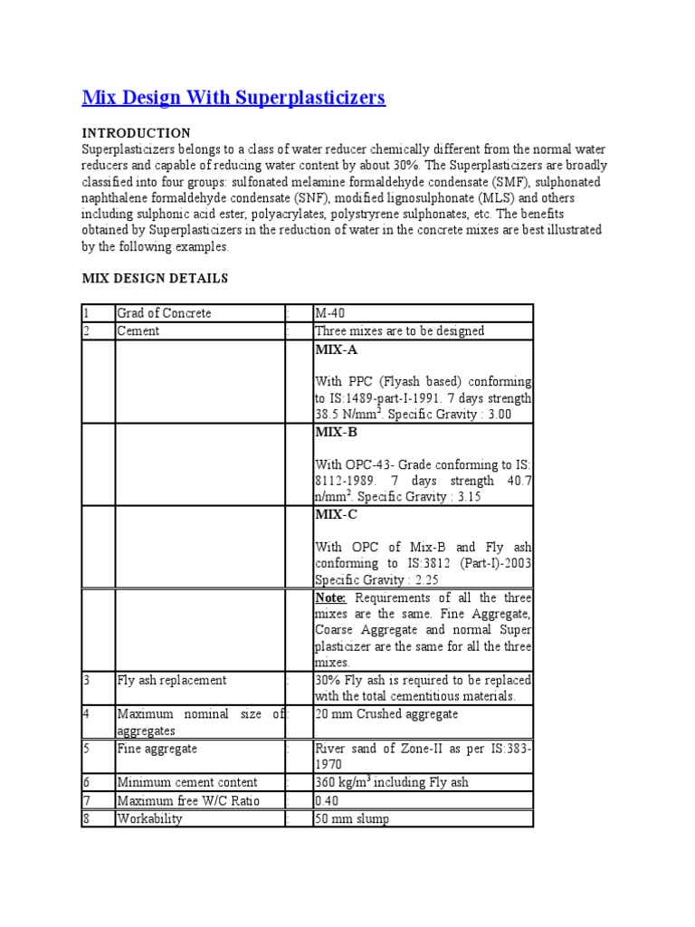 Conc M40 Mix Design | Download Free PDF | Concrete | Cement