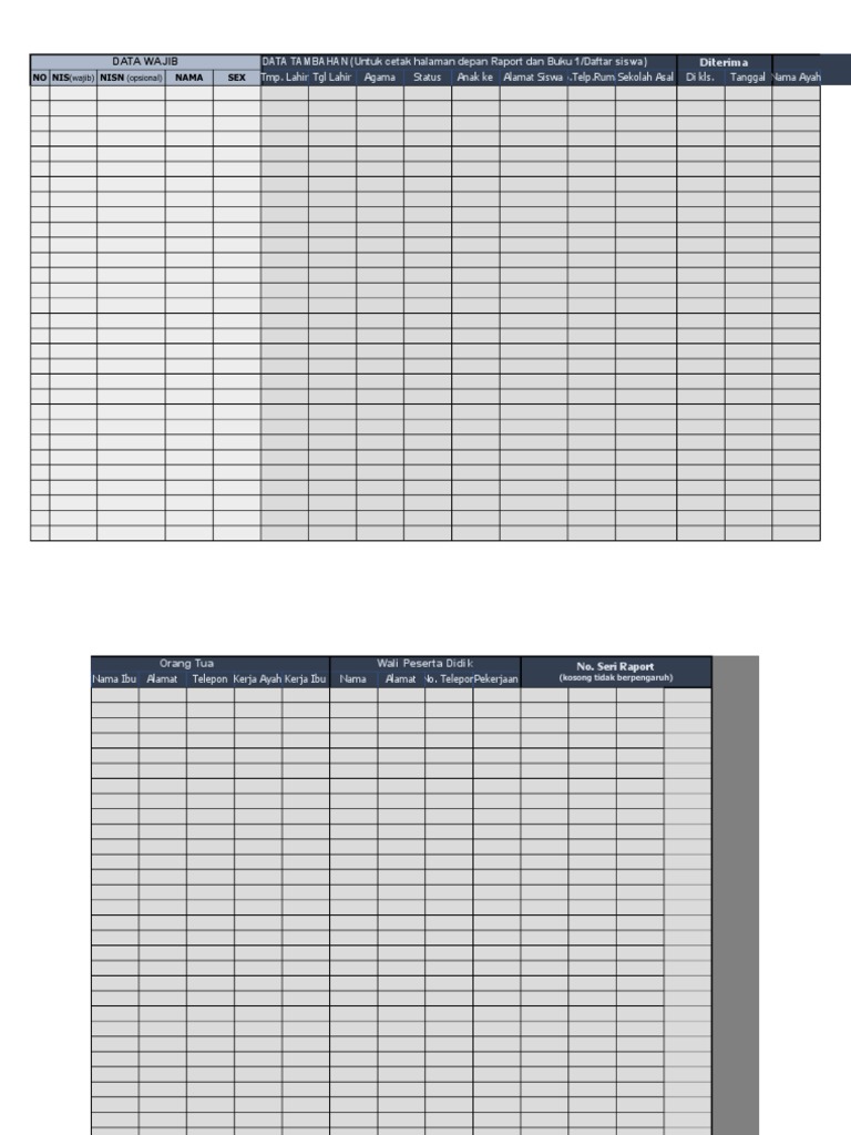Format Identitas Raport | PDF