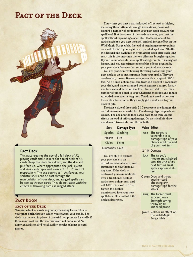 Pact of The Deck (A D&D 5th Edition Warlock Pact Boon) | PDF | Playing ...